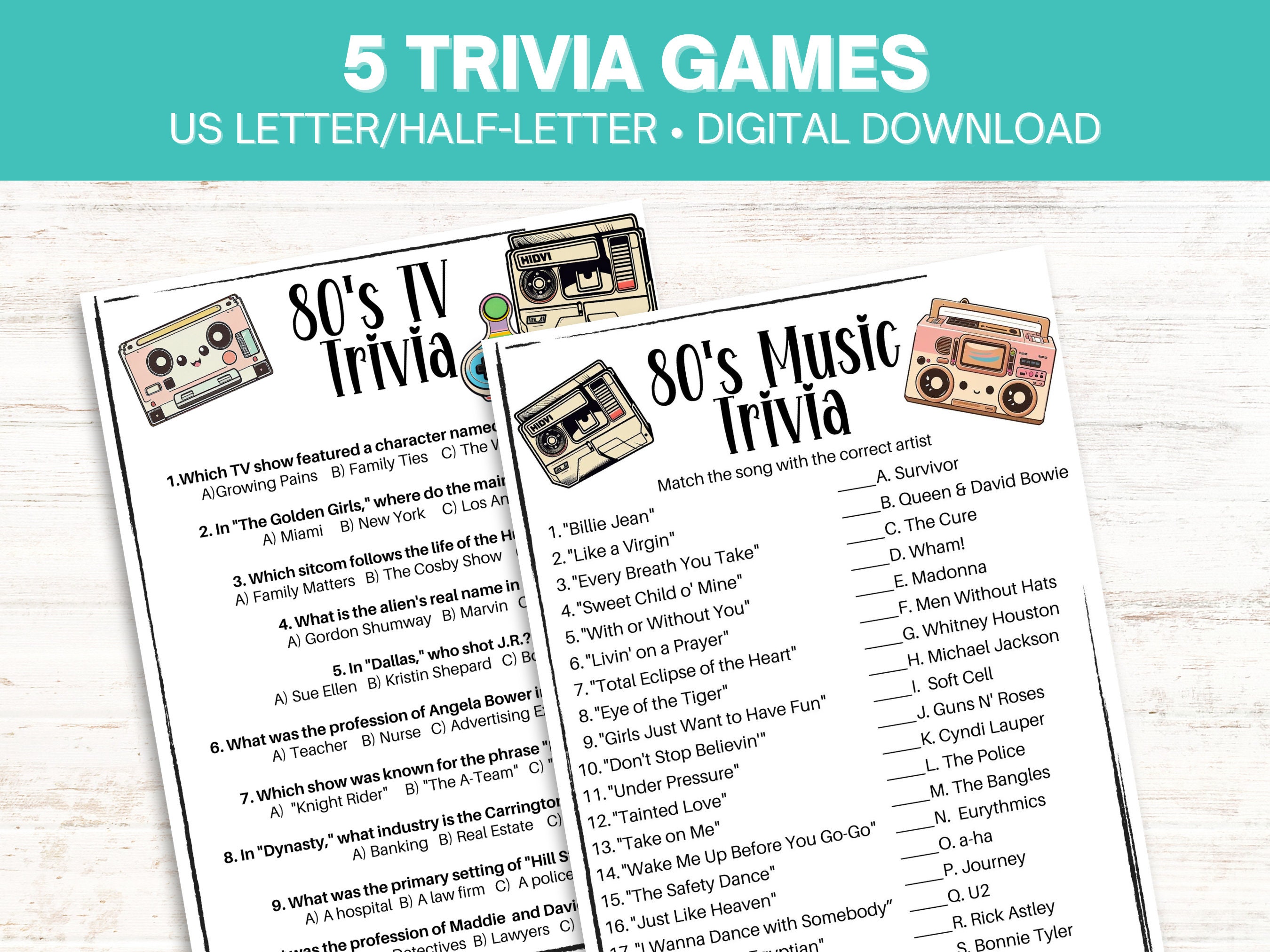 80s Trivia Bundle | 80s Music Trivia | 80s Party Trivia | 80s Movie ...
