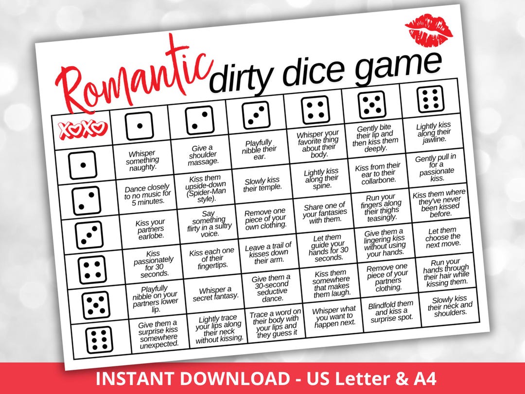 Couples Dice Game Printable, Dirty Dice Game, Romantic Game, Date Night ...