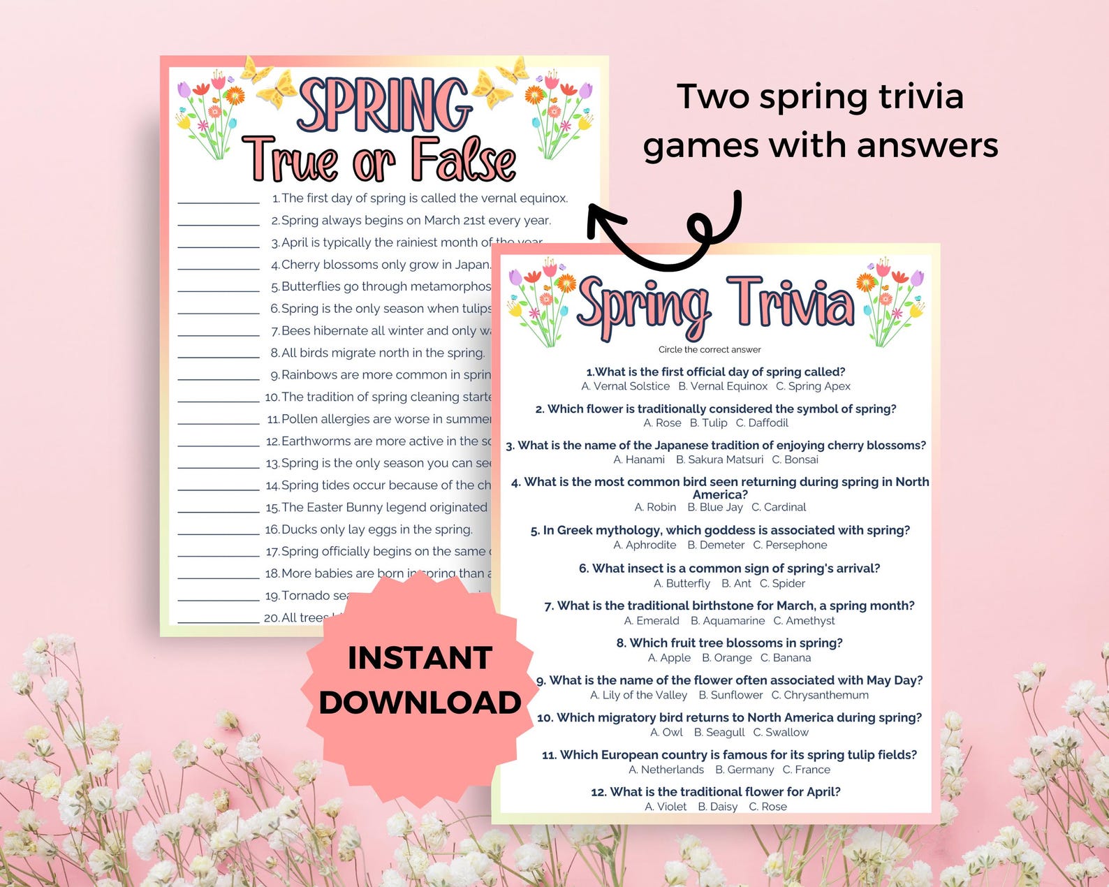 Spring Trivia Games, Spring Word Games, Seniors Spring Games, Spring ...
