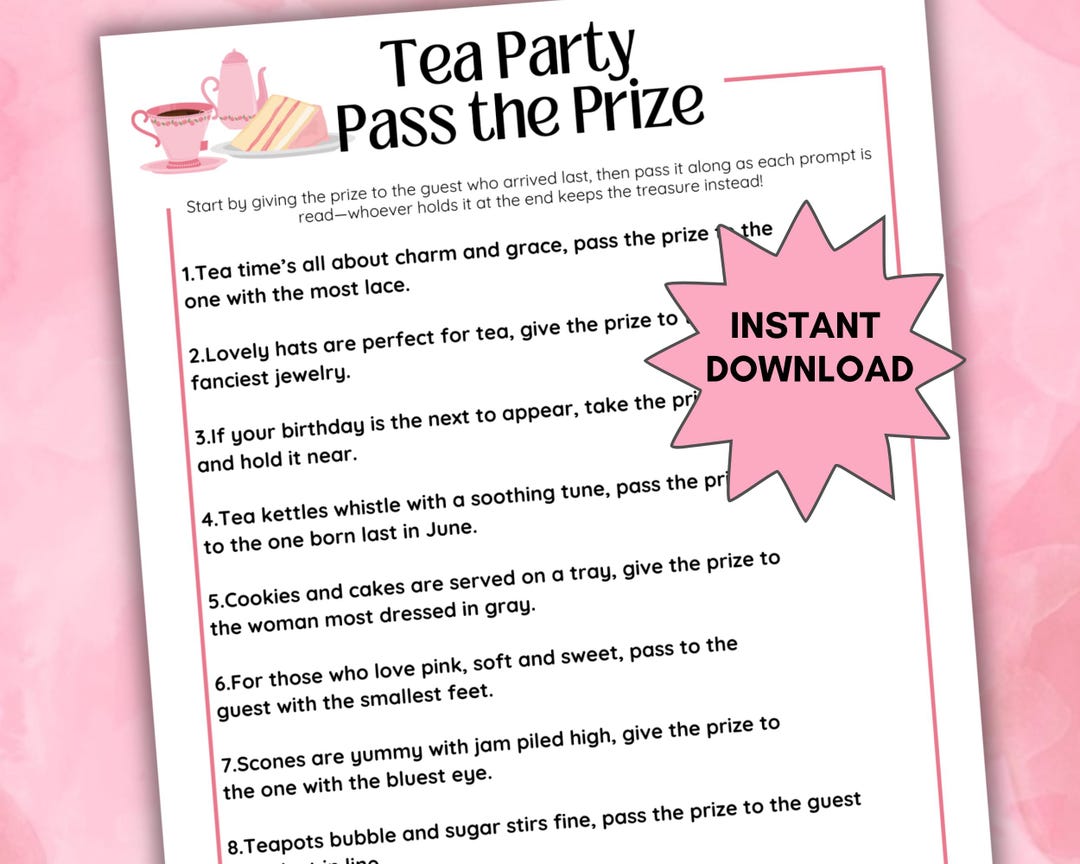 Tea Party Pass the Prize, Tea Party Games Adult Women, Ladies Tea Party ...