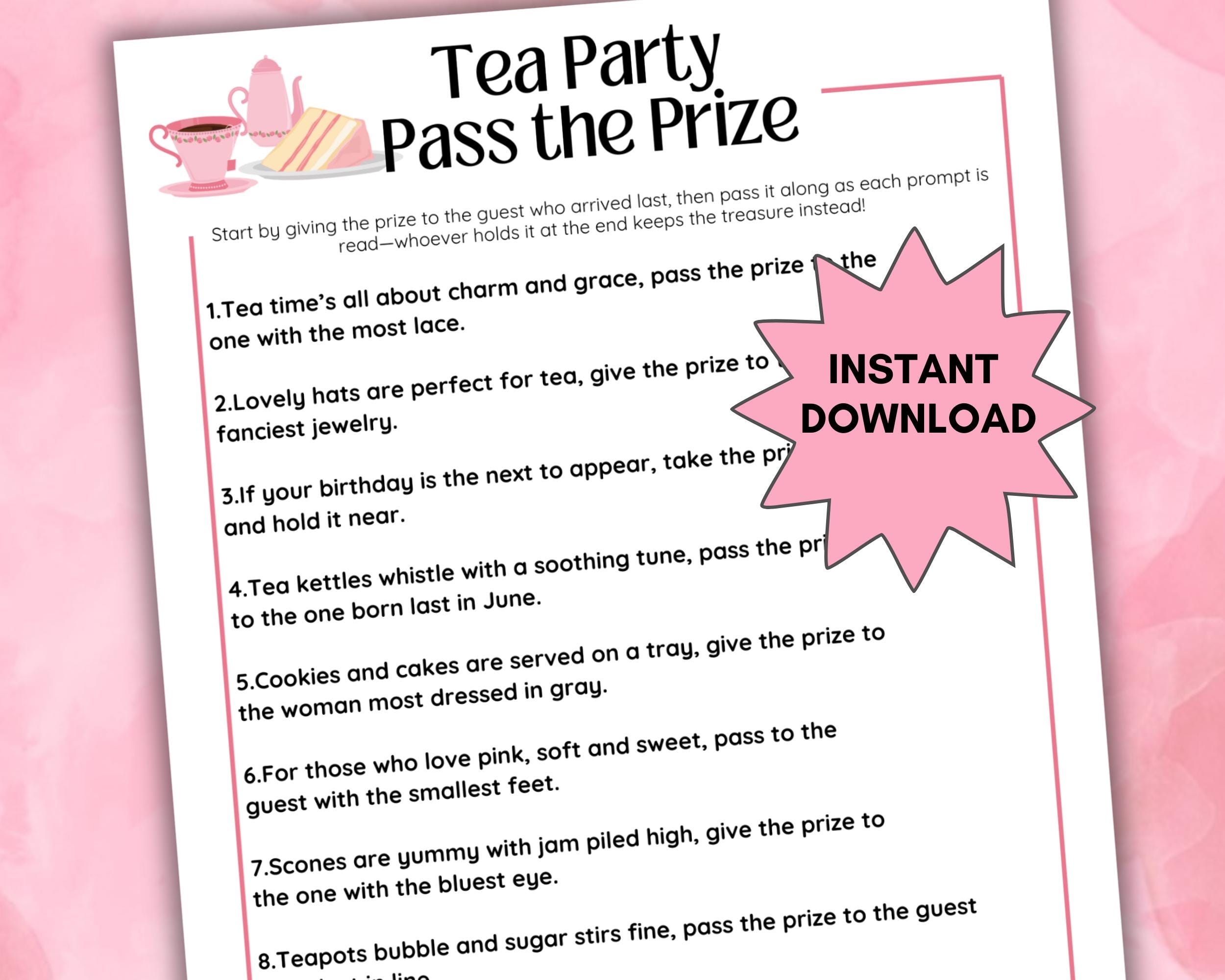 Tea Party Pass the Prize, Tea Party Games Adult Women, Ladies Tea Party ...