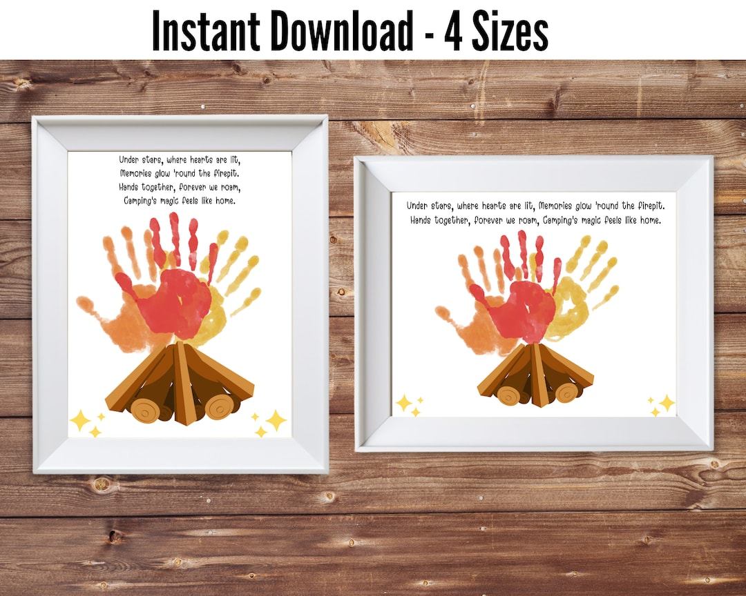 Campfire Handprint Printable | Camping Handprint Art | Campfire Art ...