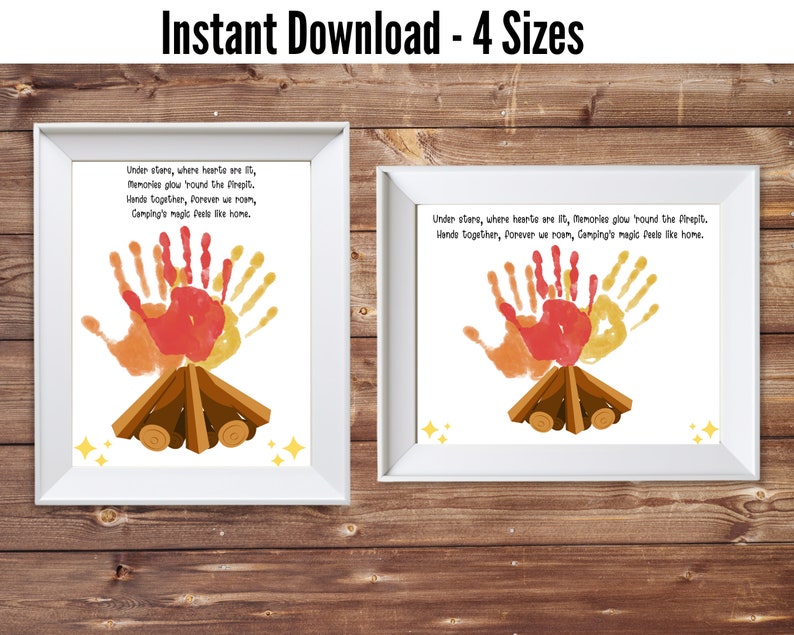 Campfire Handprint Printable | Camping Handprint Art | Campfire Art ...
