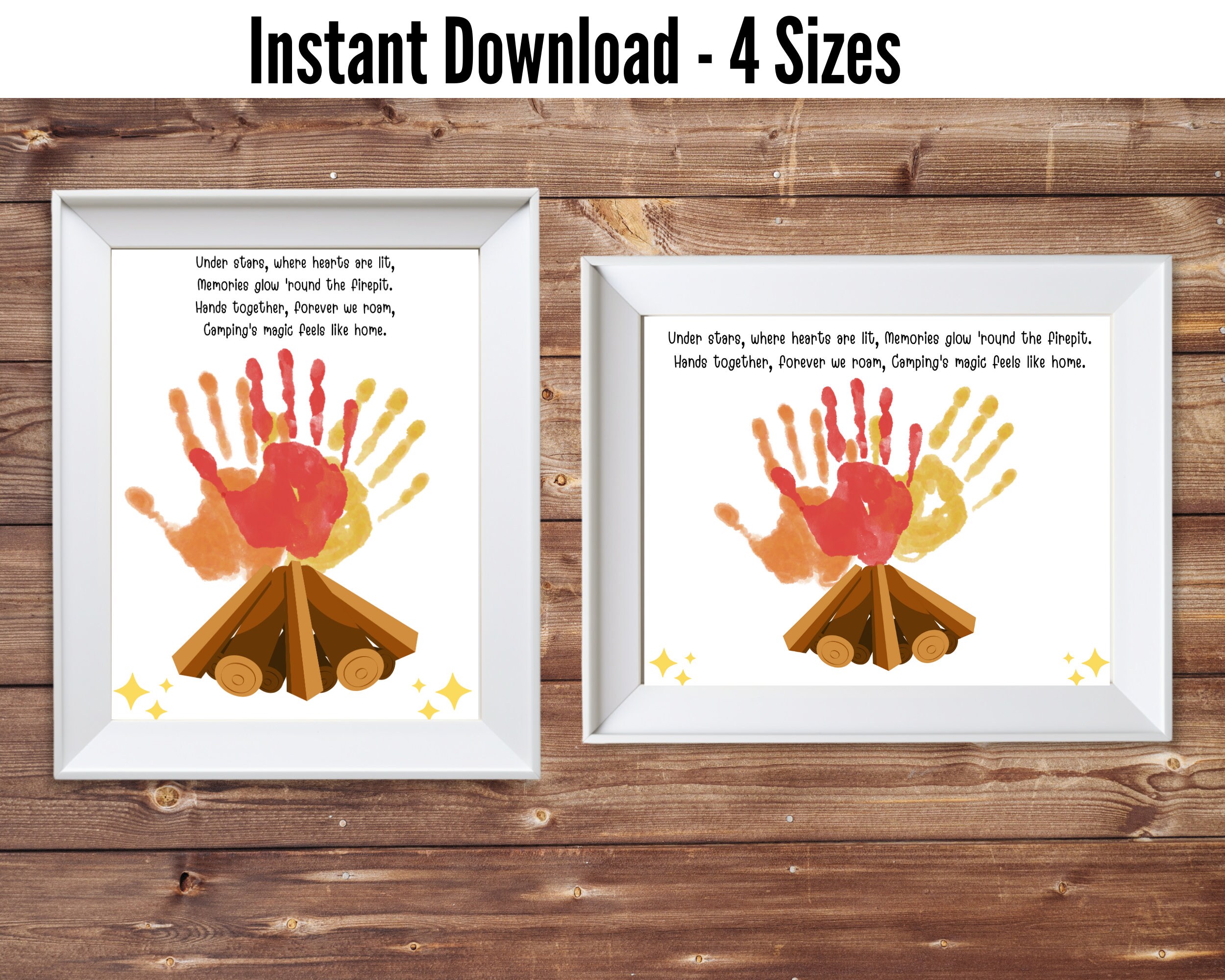 Campfire Handprint Printable | Camping Handprint Art | Campfire Art ...