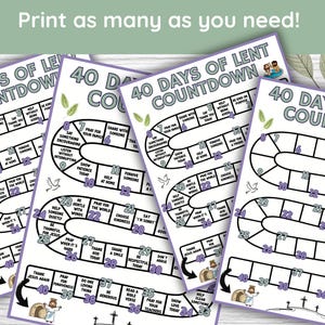 40 Days of Lent Countdown Calendar, Printable Lenten Activities for ...