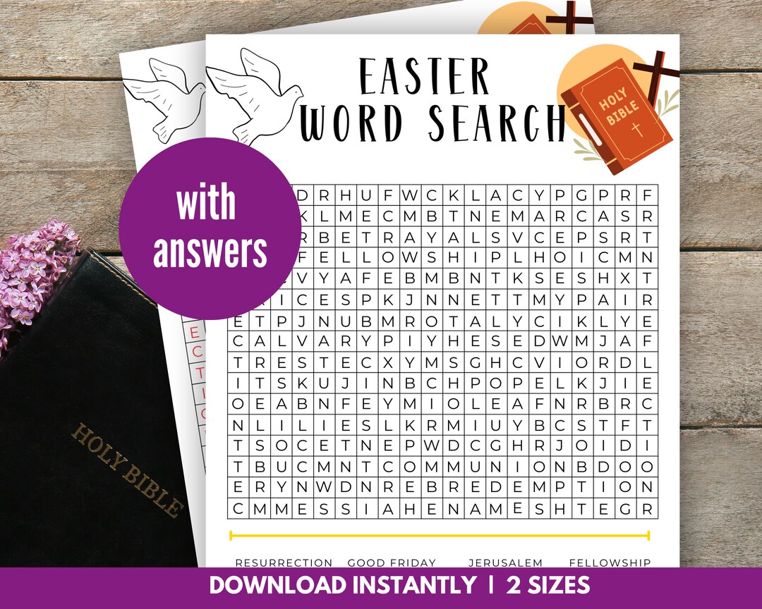 Christian Easter Word Search Printable Easter Religious Word Search ...