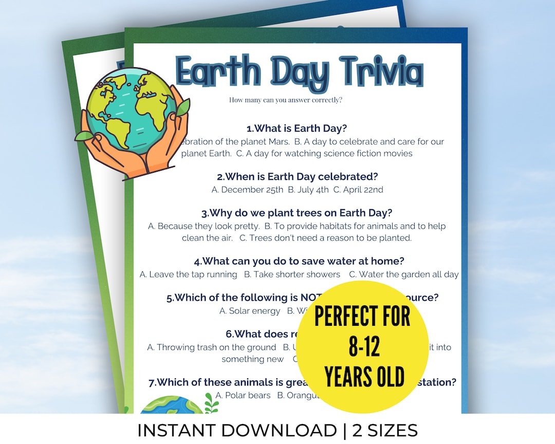 Earth Day Trivia for Kids, Earth Day Trivia Game, Earth Day Activity ...
