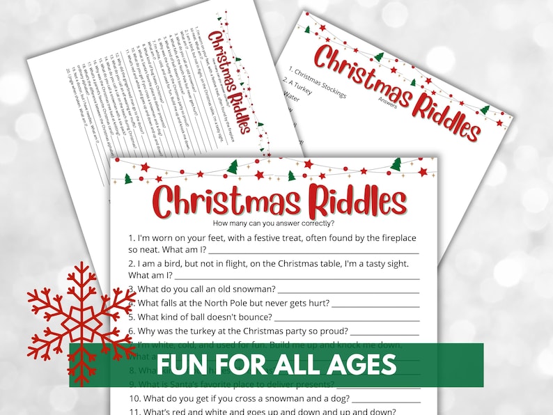 Christmas Riddles Who Am I, Printable Christmas Party Game, Kids ...