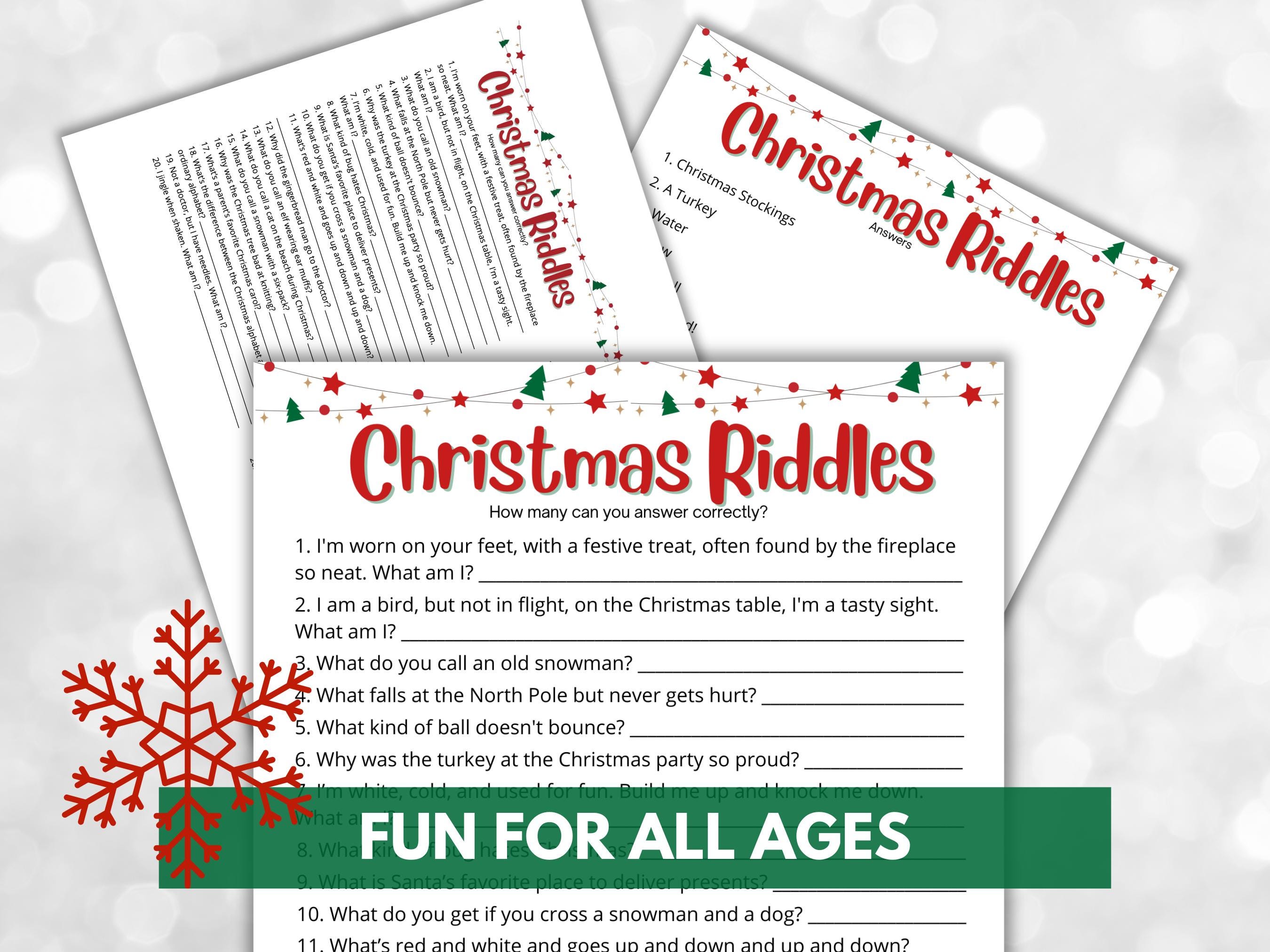 Christmas Riddles Who Am I, Printable Christmas Party Game, Kids ...
