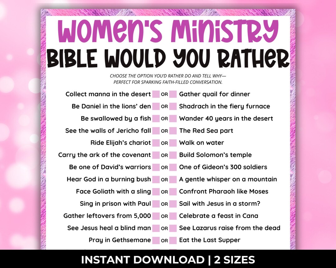 Bible Would You Rather, Bible Games, Womens Retreat Games, Womens ...