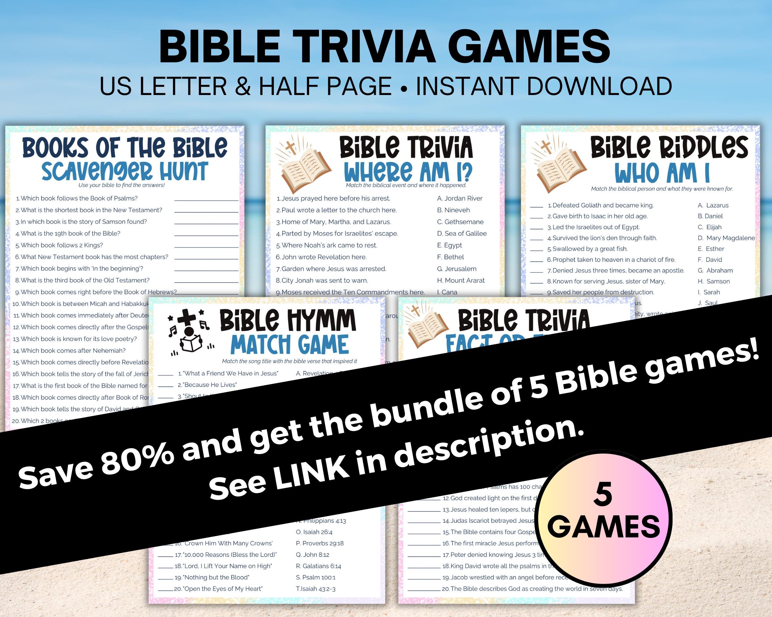 Bible Trivia Game for Adults, Sunday School Games, Bible Games for ...