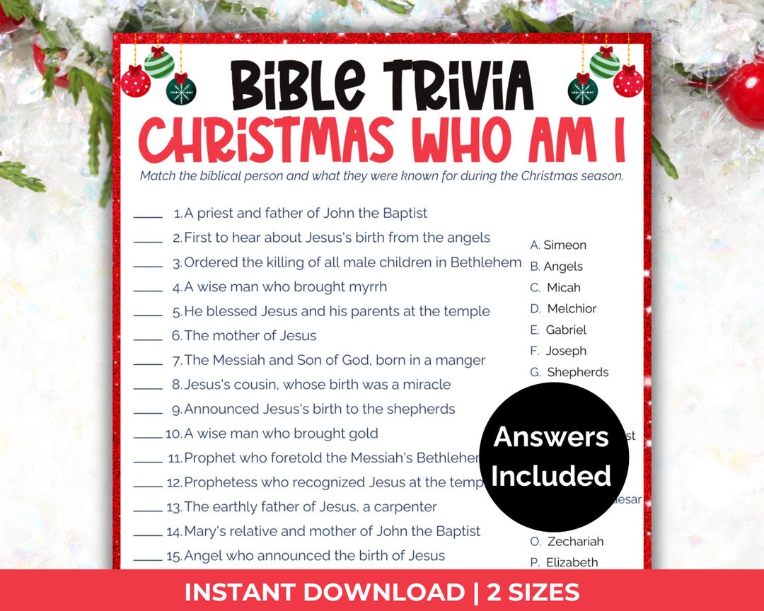 Christmas Bible Trivia, Bible Riddles Who Am I Bible Game Christmas ...