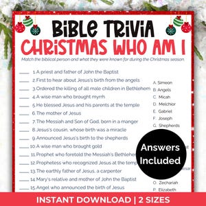 Christmas Bible Trivia, Bible Riddles Who Am I Bible Game Christmas ...