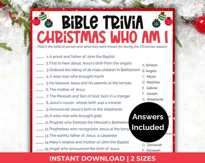 Christmas Bible Trivia, Bible Riddles Who Am I Bible Game Christmas ...