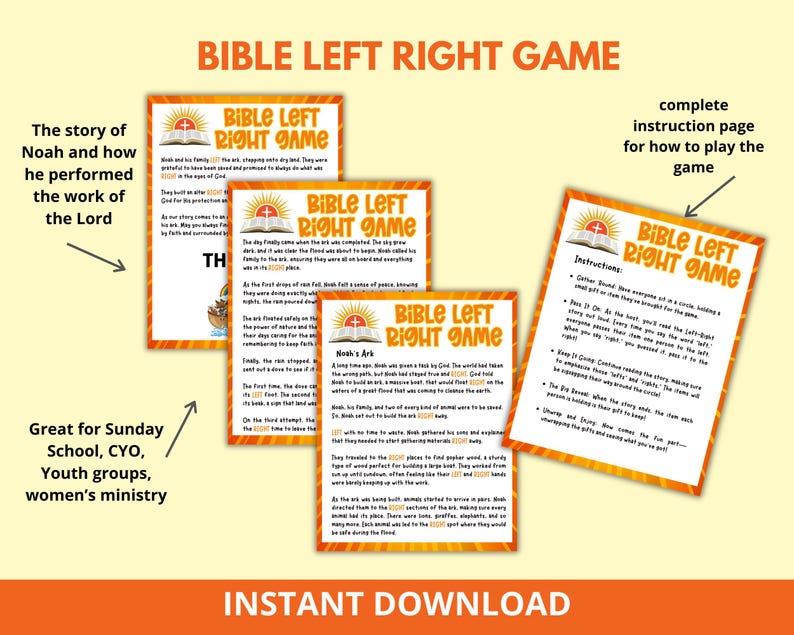 Left and Right Bible Game, Bible Left Right Game, Church Left Right ...