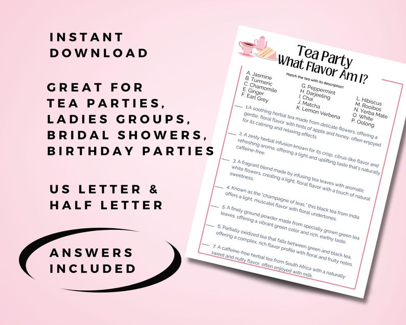 Ladies Tea Party Games | Tea Party Printables | Tea Party Etiquette ...