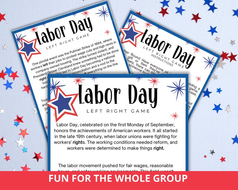 Labor Day Left Right Game Printable Patriotic Games - Etsy