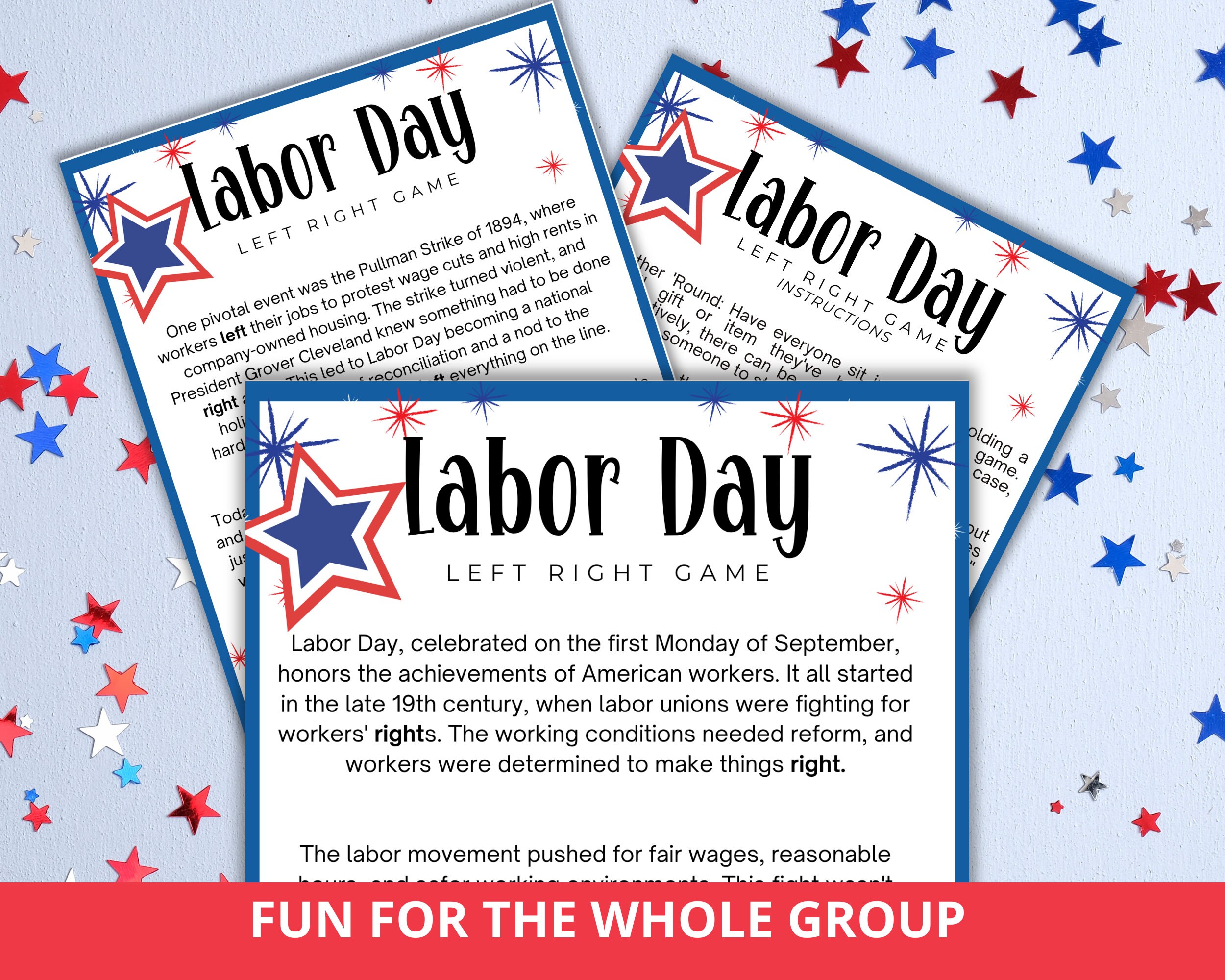 Labor Day Left Right Game Printable Patriotic Games - Etsy