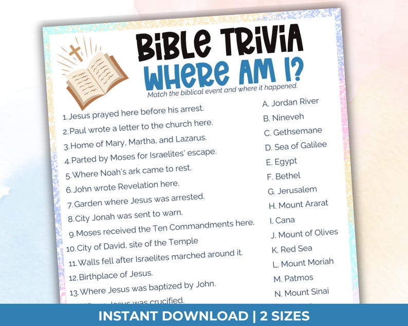 Bible Trivia Game for Adults, Sunday School Games, Bible Games for ...