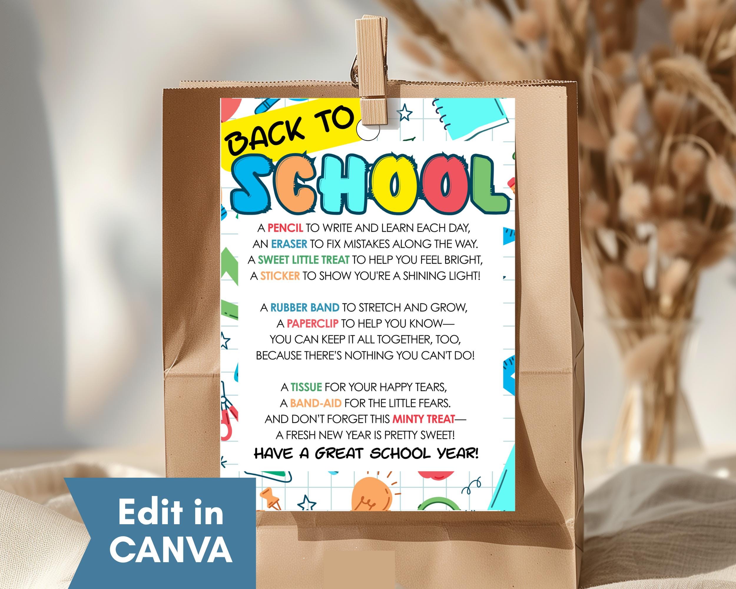 Printable Back to School Survival Kit, Student Survival Kit, School ...