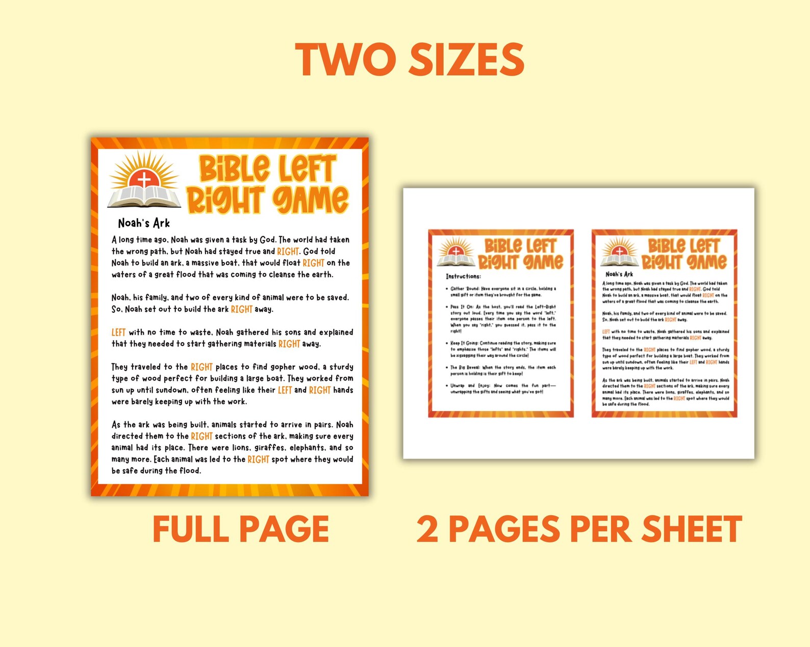 Left and Right Bible Game, Bible Left Right Game, Church Left Right ...