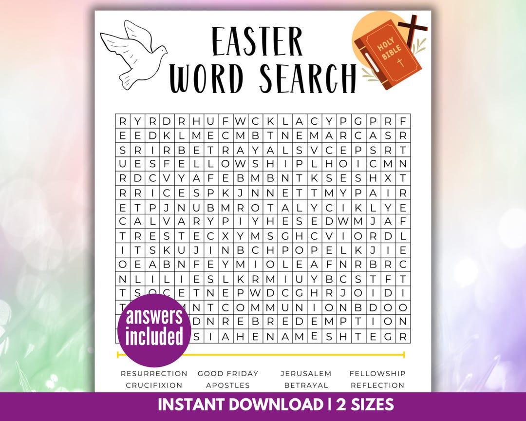 Christian Easter Word Search Printable, Easter Printable, Easter Party ...