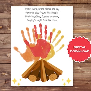 Campfire Handprint Printable | Camping Handprint Art | Campfire Art ...