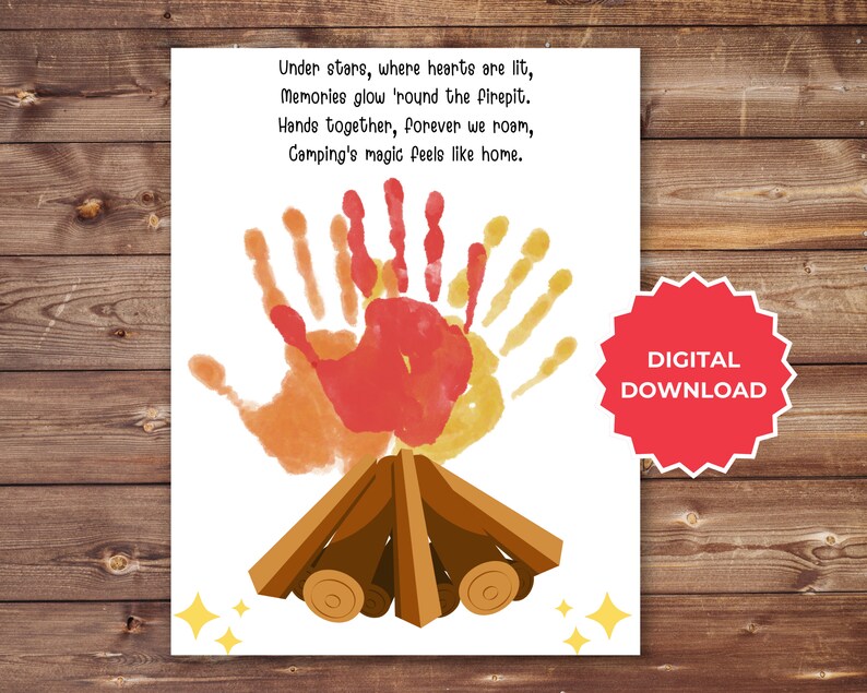 Campfire Handprint Printable | Camping Handprint Art | Campfire Art ...