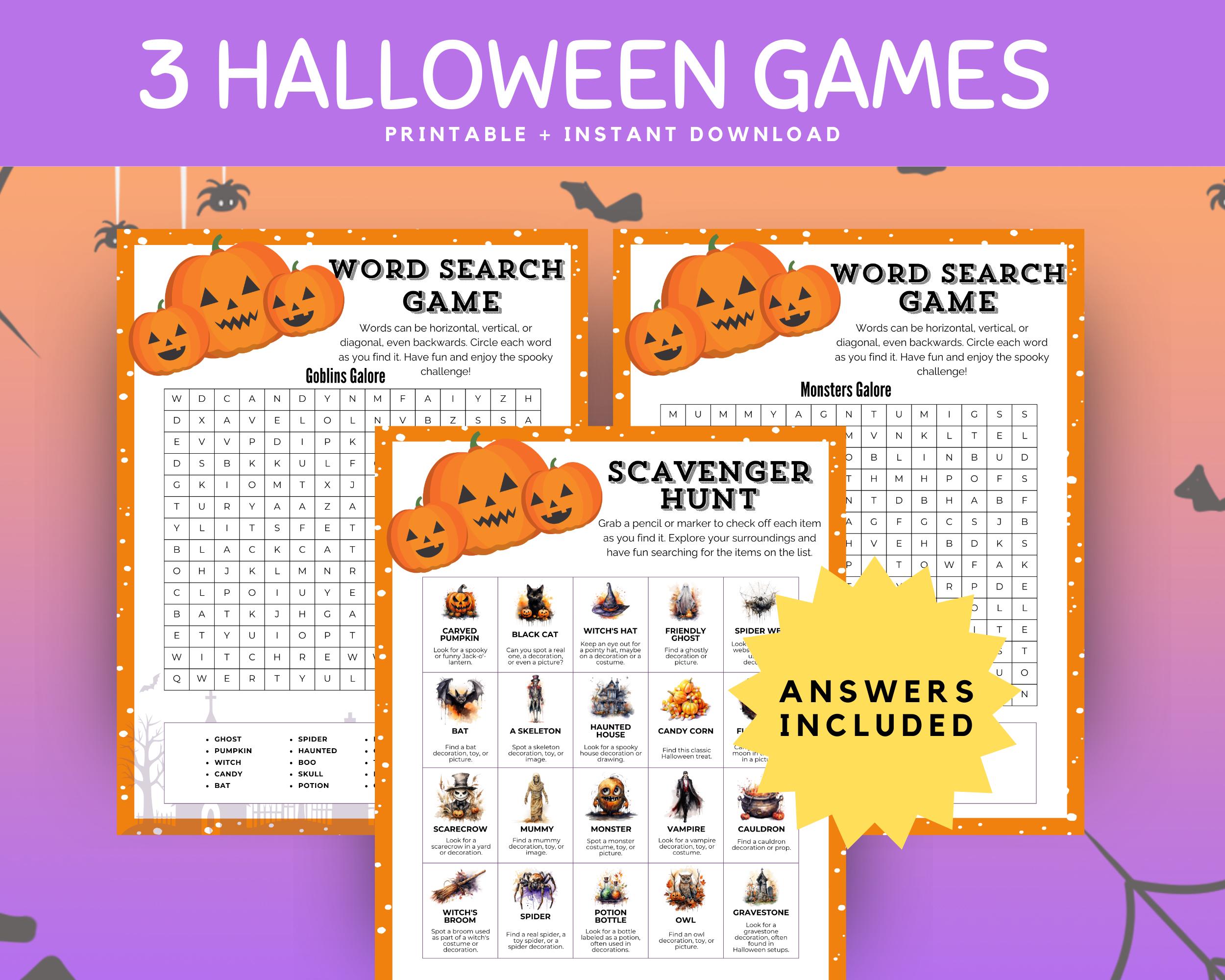 Halloween Printable Activity Pack for Kids Halloween Word Search Easy ...