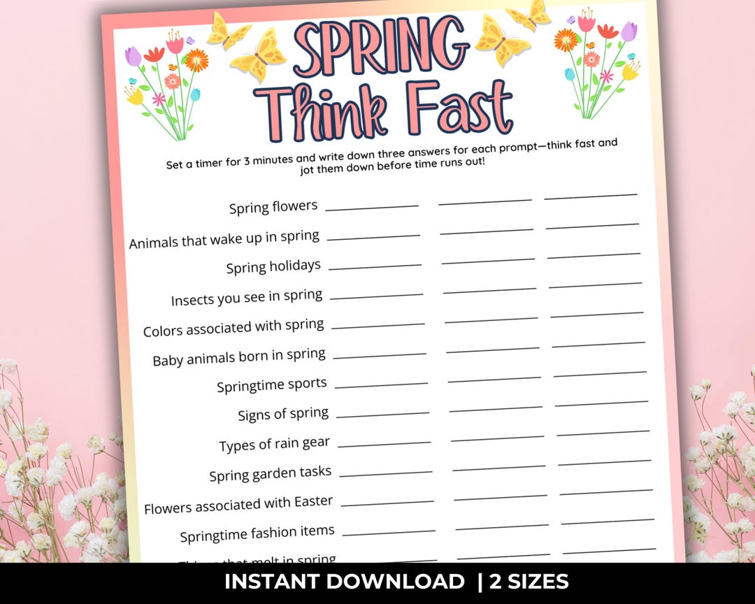 Spring Games for Seniors, Senior Think Fast, Spring Quiz, Garden Party ...