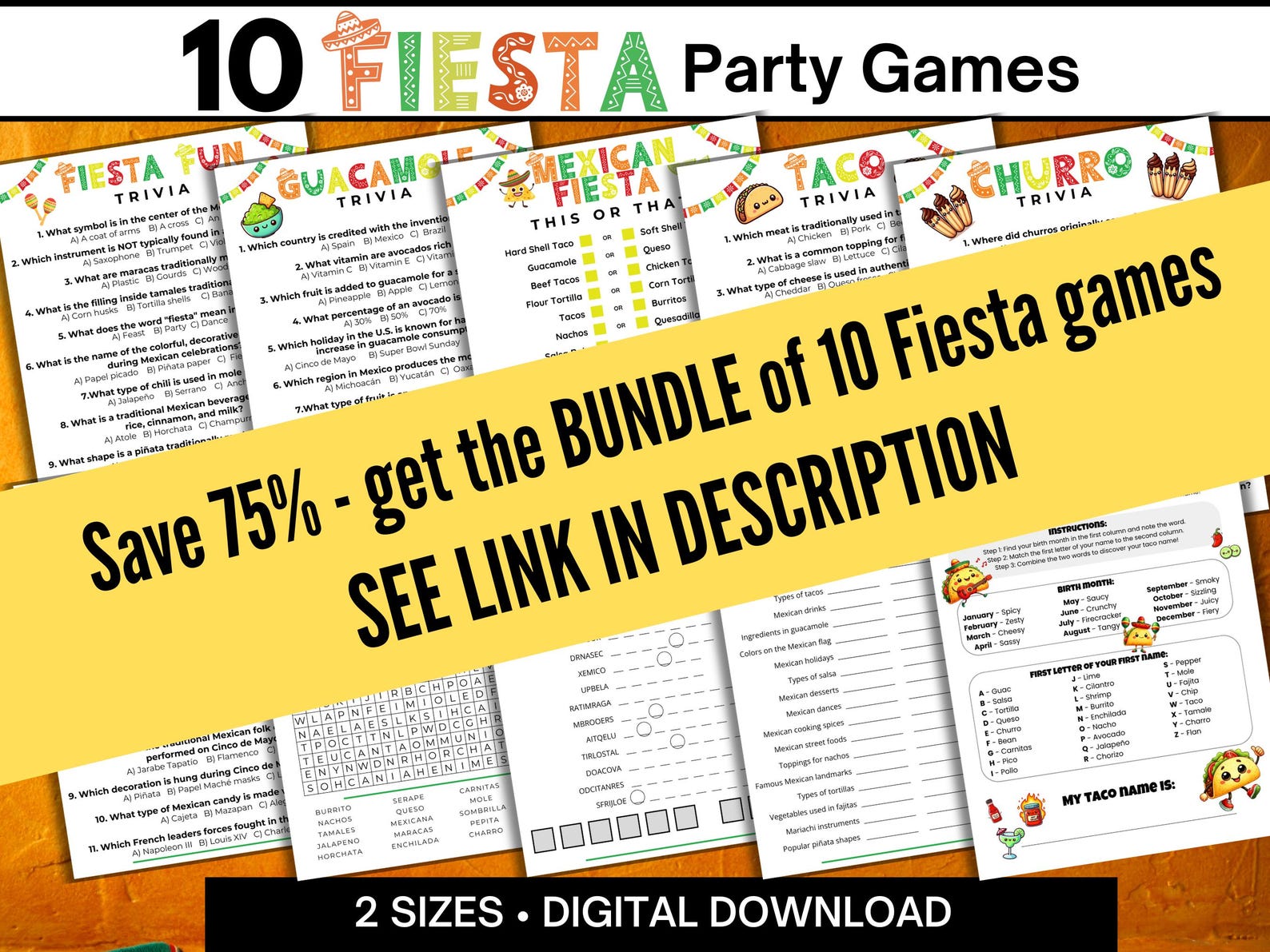 Mexican Fiesta Trivia Games, Taco Party Games, Fiesta Games, Fiesta ...