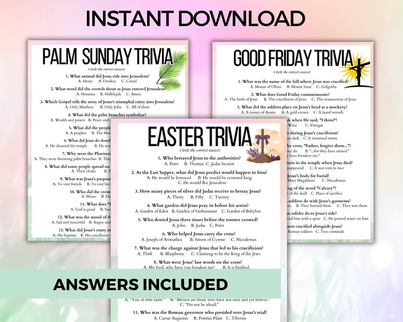 Easter Bible Trivia, Easter Trivia Questions, Catholic Holy Week for ...