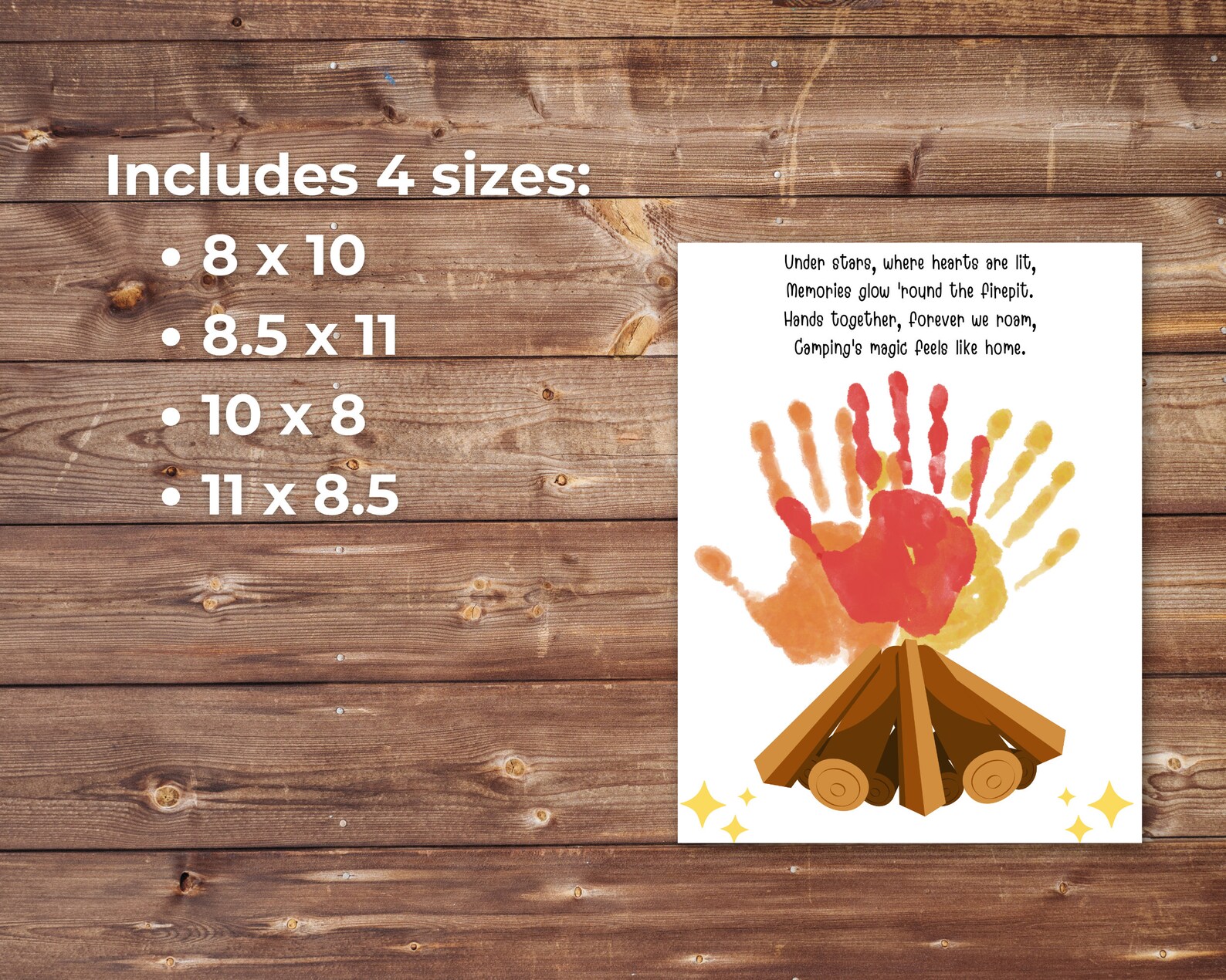 Campfire Handprint Printable | Camping Handprint Art | Campfire Art ...