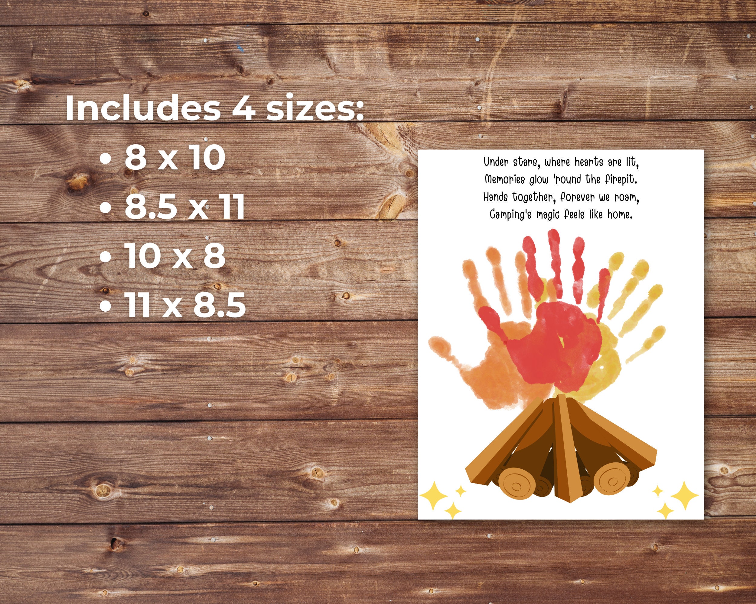 Campfire Handprint Printable | Camping Handprint Art | Campfire Art ...