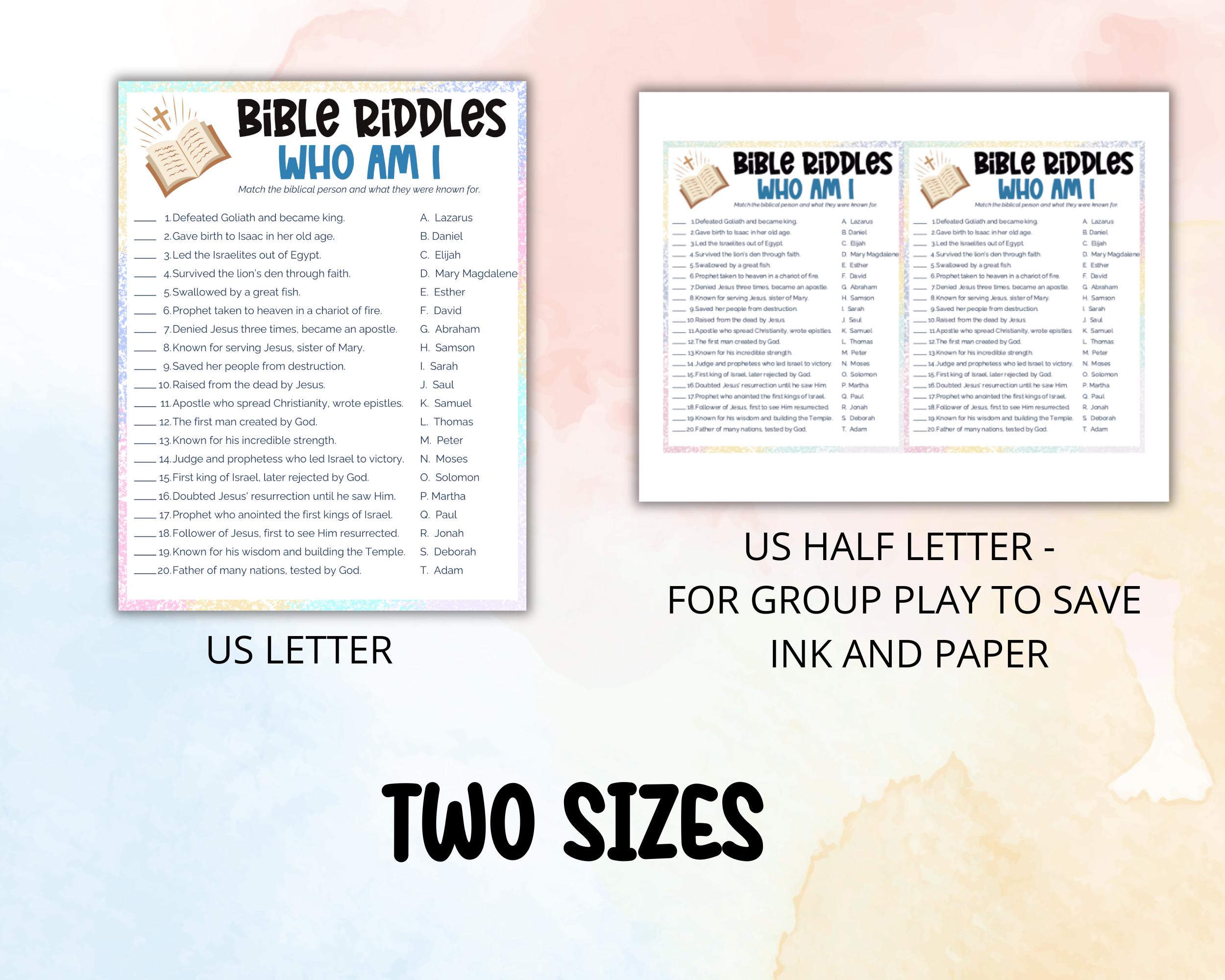 Bible Riddles Who Am I Bible Game, Bible Trivia, Biblical Characters ...
