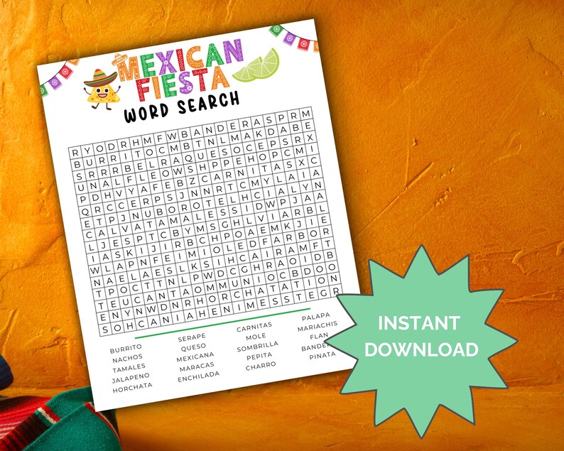 Mexican Party Games, Taco Party Games, Fiesta Games, Fiesta Word Search ...