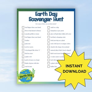 Earth Day Scavenger Hunt, Earth Day Activities for Kids, Earth Day ...