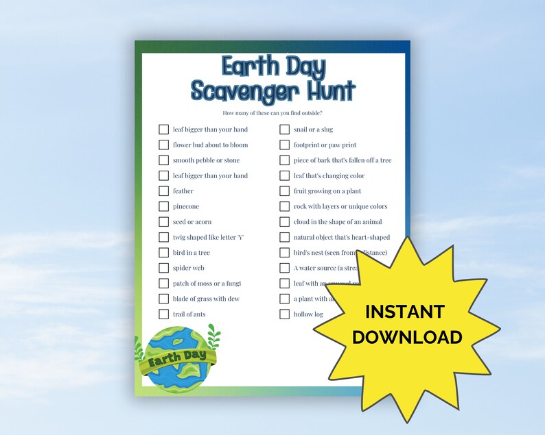 Earth Day Scavenger Hunt, Earth Day Activities for Kids, Earth Day ...