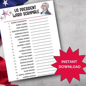 Presidents Day Games, 4th of July Games, Patriotic Games, US Presidents ...