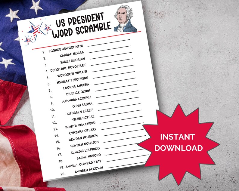 Presidents Day Games, 4th of July Games, Patriotic Games, US Presidents ...