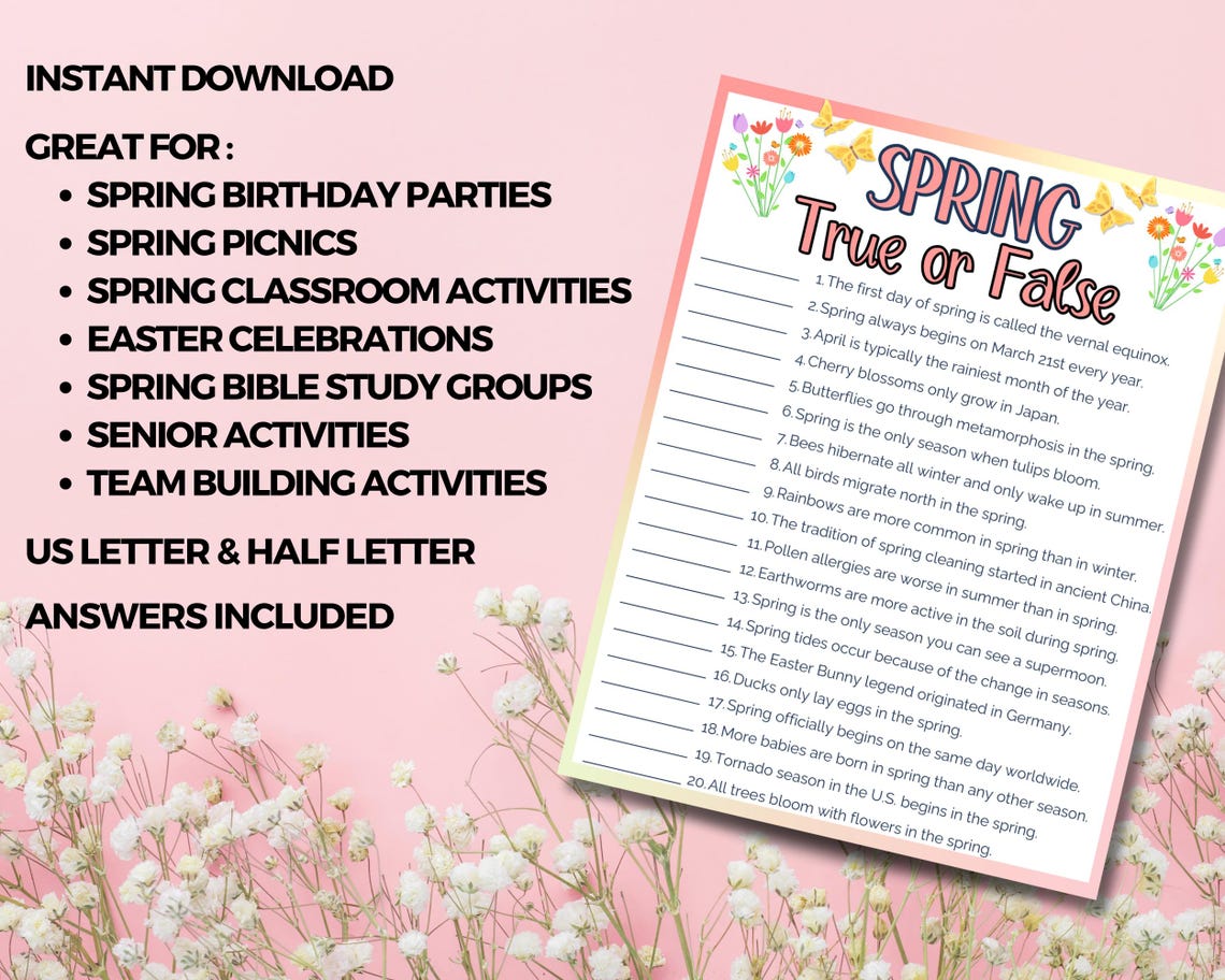 Spring Trivia Games, Spring Quiz, Garden Party Games, Spring Party Game ...