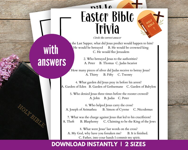 Christian Easter Trivia Easter Bible Trivia for Adults Easter Trivia ...