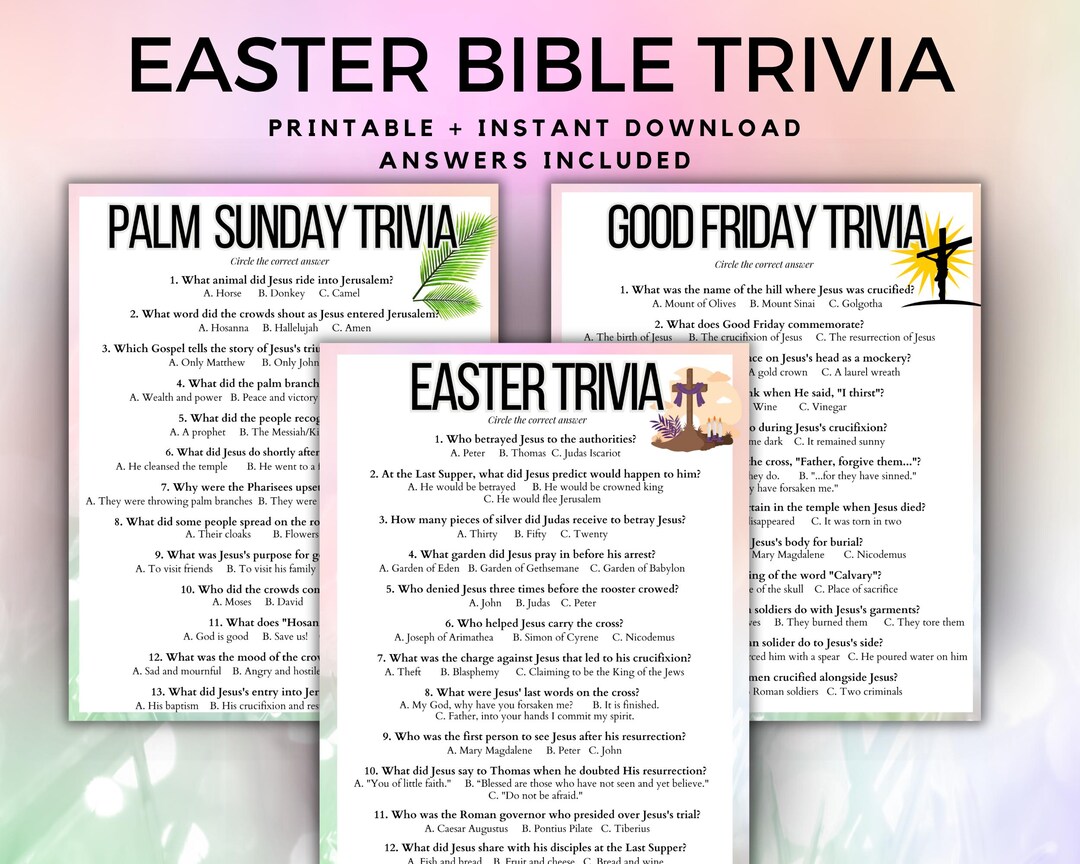 Catholic Trivia Games, Lent Trivia, Easter Bible Trivia, Easter Trivia ...