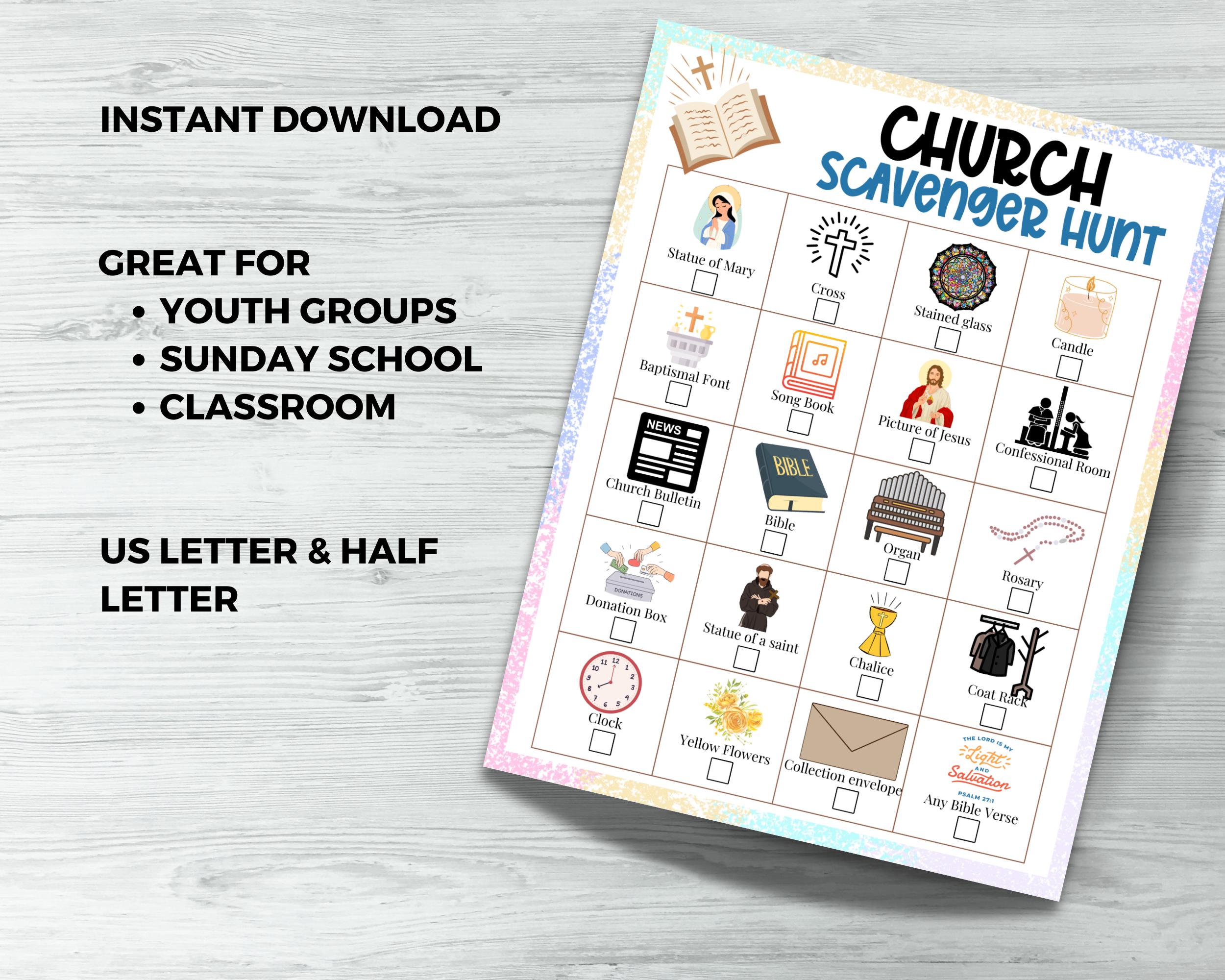 Church Scavenger Hunt Printable, Church Scavenger Hunt for Kids ...
