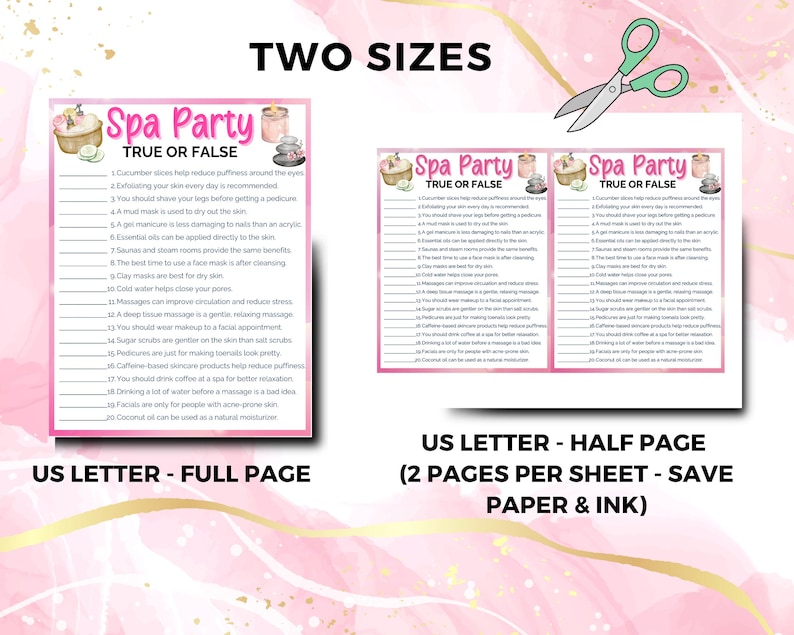 Spa Party Trivia, Spa Party Activity, Spa Party Party Games, Spa Party ...