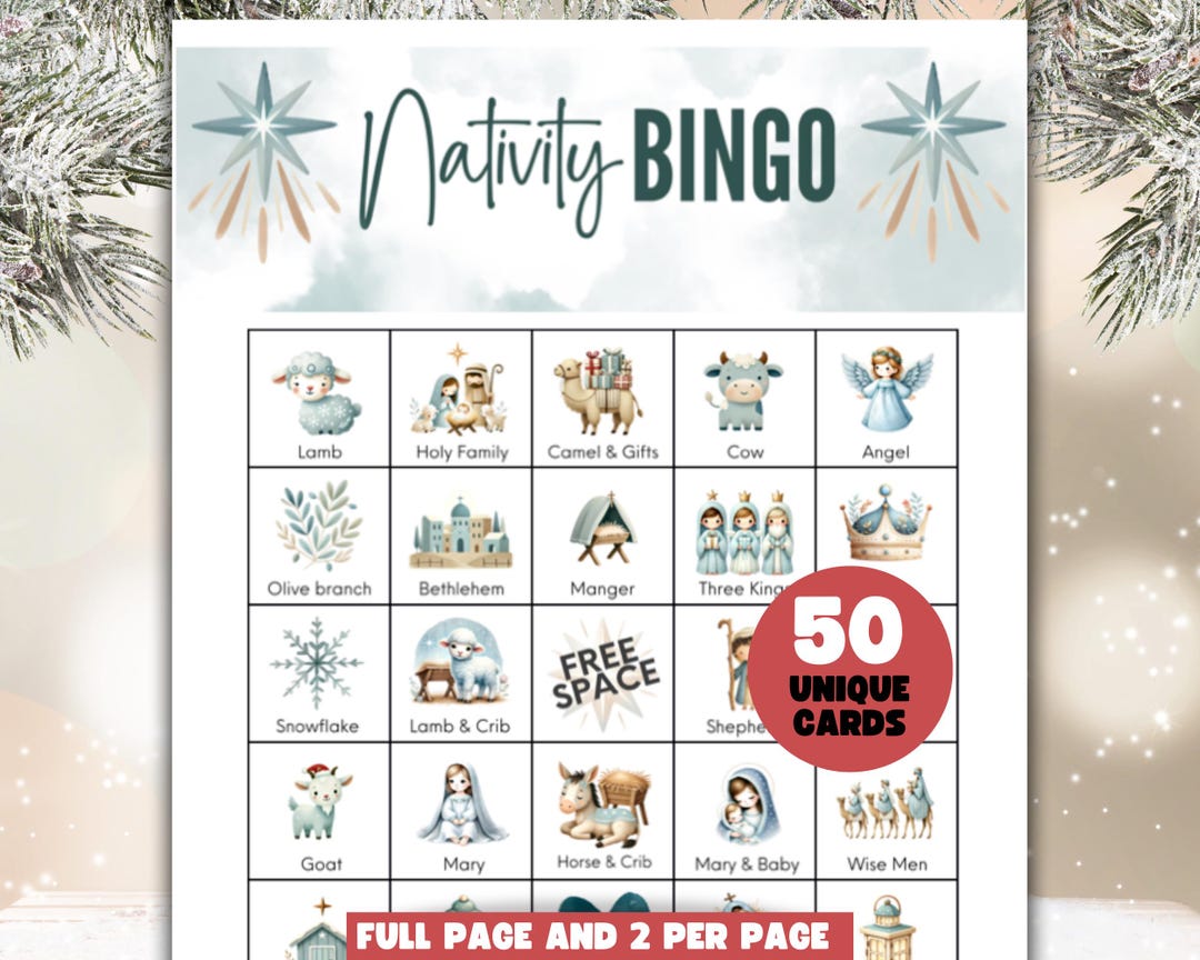 Nativity Bingo, Bible Bingo, Religious Christmas Bingo Cards, Sunday ...