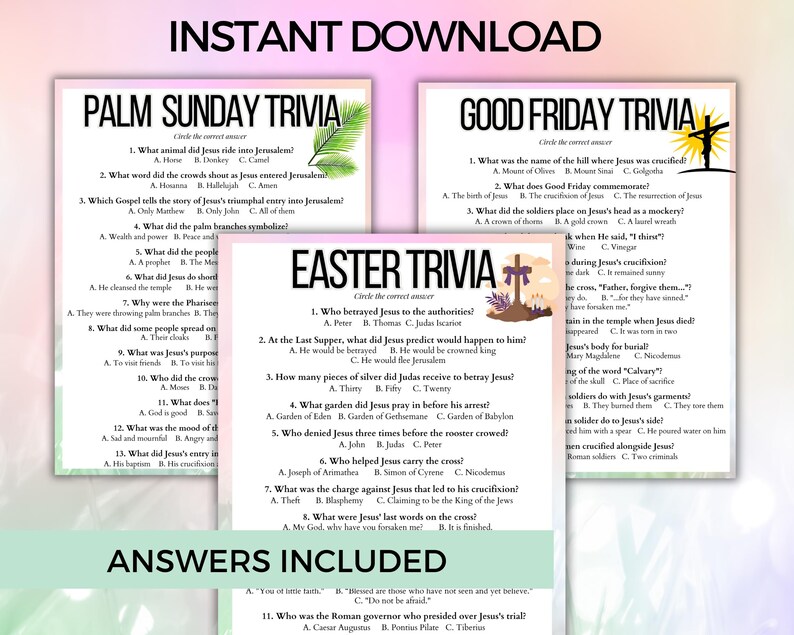 Catholic Trivia Games, Lent Trivia, Easter Bible Trivia, Easter Trivia ...