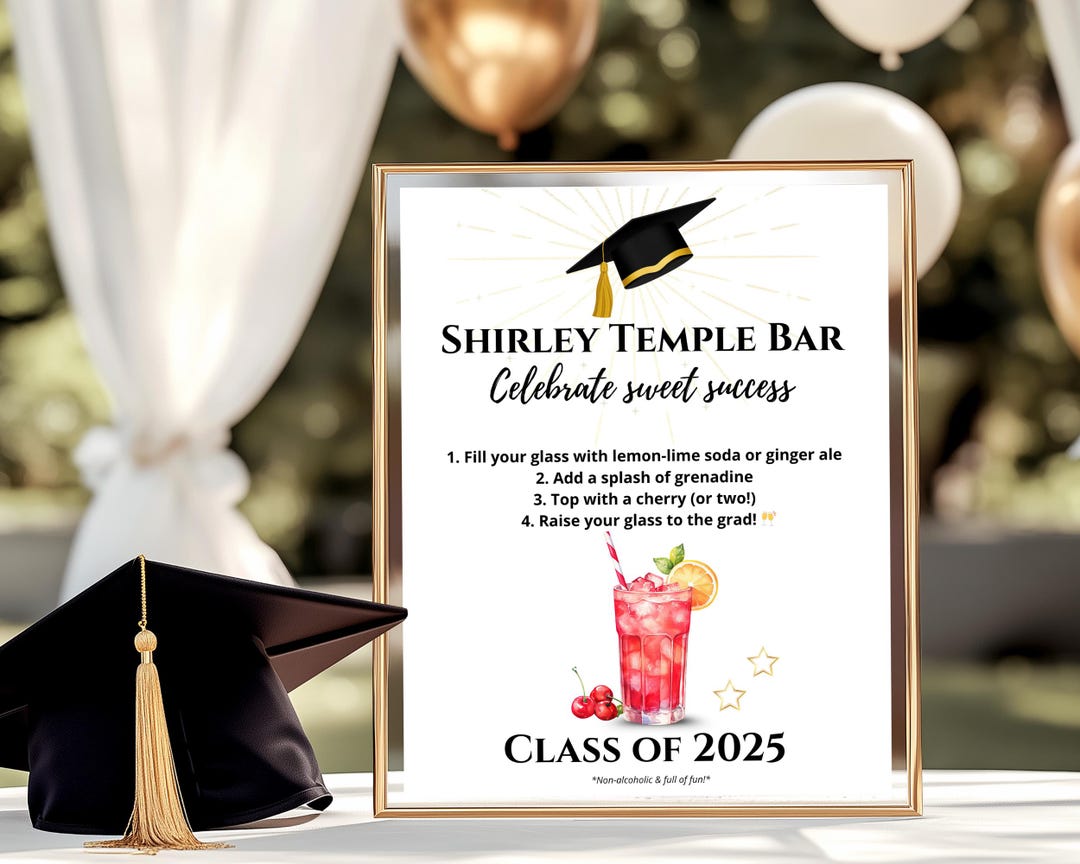Graduation Shirley Temple Bar Sign, Shirley Temple Drink, Soda Bar Sign ...