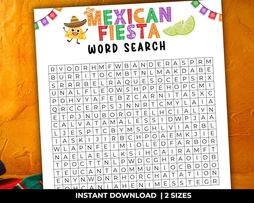 Mexican Party Games, Taco Party Games, Fiesta Games, Fiesta Word Search ...