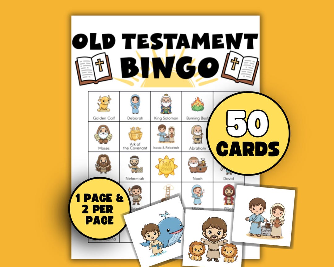 Old Testament Bible Bingo, Bible Character Bingo, Bible Games for Kids ...